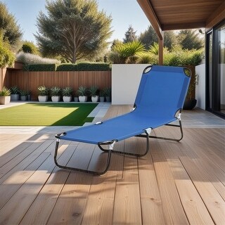 Folding Chaise Lounge Pool Chair, with 5-Positions Reclining Back - Bed ...