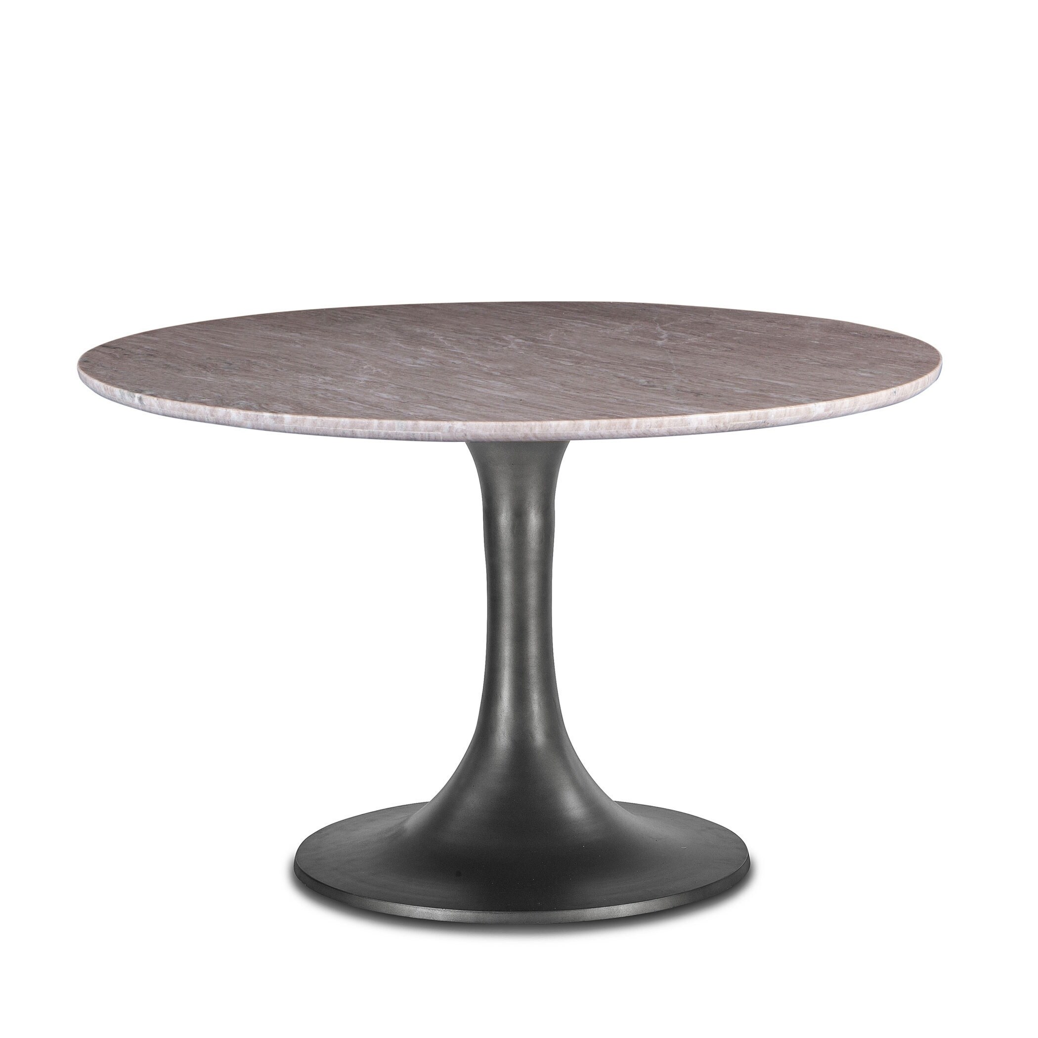 Palm Desert Natural Black Marble Dining Table with Brushed Steel Tulip ...