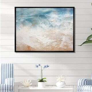 Designart "Modern Blue And Beige Sand Aerial View I" Coastal Beach Sand ...