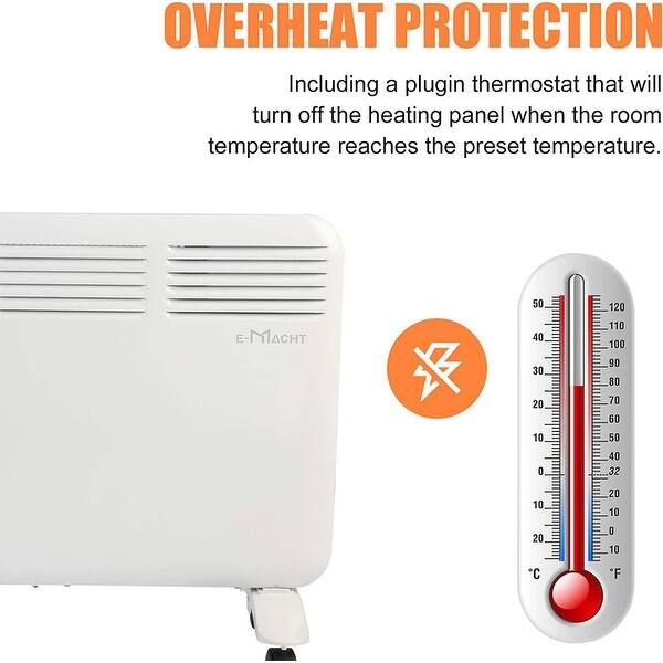 1000-Watt Electric Convector Heater with Wheels Freestanding/Wall ...