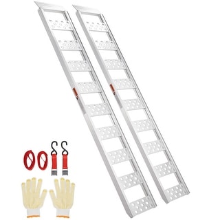 Aluminum Ramps, 1250lbs, Straight Ramp with Treads and Load Straps ...