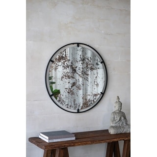 Theodor Industrial Design Round Mirror with Metal Frame for Wall Decor ...