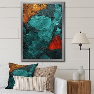 Designart "Passage Of Time In Vintage Teal" Transitional Framed Canvas ...