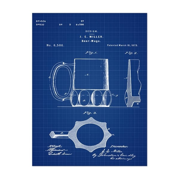Beer Mug 1873 Blueprint Illustrations Alcohol Art Print/Poster - Bed ...