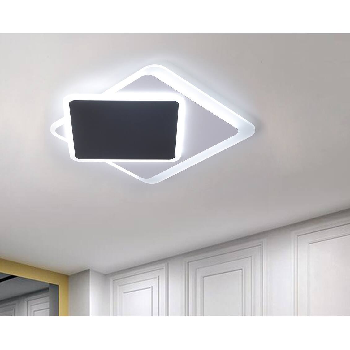 24.4" Modern Rectangle Shape Black and White Flush Mount LED Ceiling ...