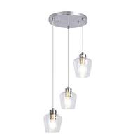 Brushed Nickel pendant light fixtures Art Deco 3 light chandelier Glass ...