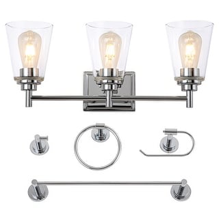 3-Light Chrome Vanity Light All-In-One Vanity Light Set - Bed Bath ...