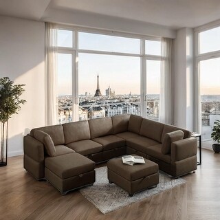 Artsy Modular Sectional Sofa with Storage Seat Oversized U Shaped Couch ...