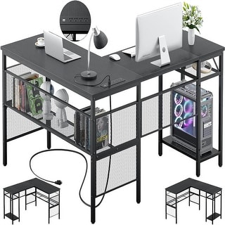 L Shaped Desk with USB Charging Port and Power Outlet - Bed Bath ...