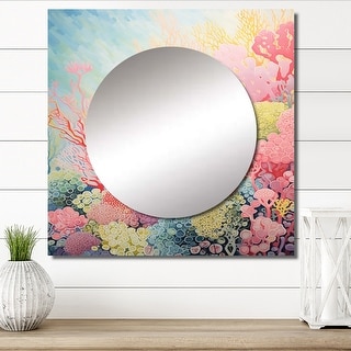 Designart "Coral Reef Barrier Expression V" Coastal Coral Wall Mirror ...