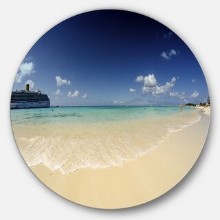 Designart 'Crystal Waters of Grand Cayman' Seashore Photo Round Wall ...