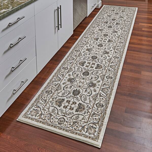 Gertmenian Majestic Croft Traditional Ivory and Grey Floral Border Area ...