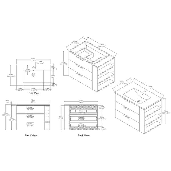 Beingnext 30 Inch Single Sink Floating Bathroom Vanity with 3 Soft ...