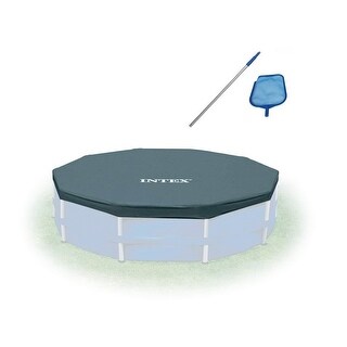 Intex Swimming Pool Kit with Vacuum Skimmer, Pole & 12 Foot Round Frame ...