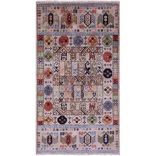 Golden Nile Turkmen Ersari Hand Knotted Wool Rug - 2' 11" X 5' 3" - Bed ...