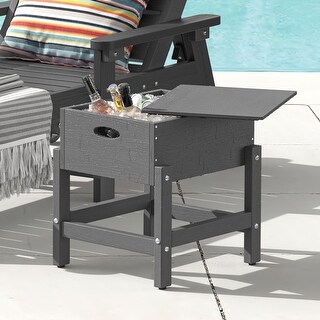 HOMENJOY Modern Square Resin Outdoor Side Table with Storage Adirondack ...