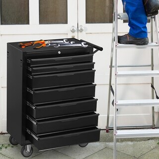 7 Drawer Metal Rolling Tool Cabinet with Wheels and Cylinder Locking ...