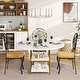 Kitchen Table Dining Table for 4 with Storage Shelf Metal Legs Wood ...