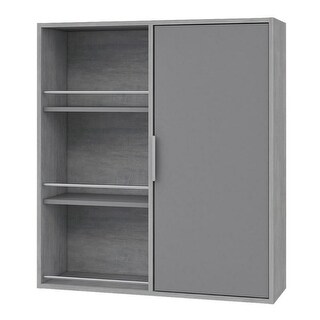 49 Inch Hanging Wall Shelving Unit, Single Cabinet, 3 Shelves, Gray ...