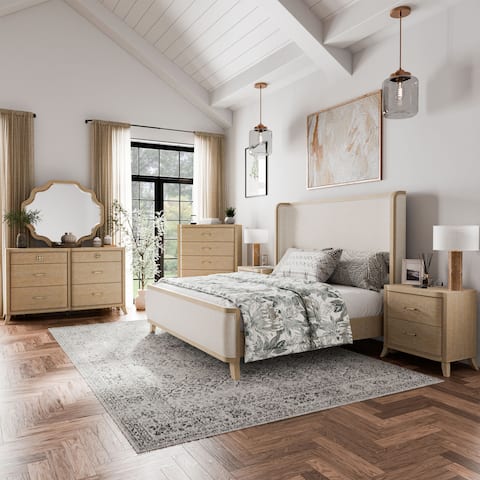 Furniture of America Kian Modern 5-Piece Natural Oak Solid Wood Panel ...