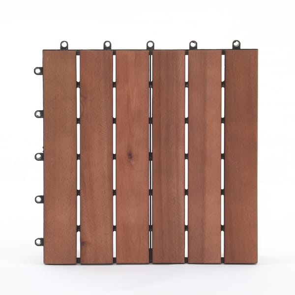Patio Wood 6-slat Deck Tiles (Box of 10) - Bed Bath & Beyond - 33682958