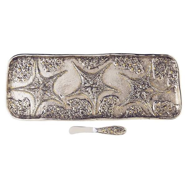 Sea Star Starfish Serving Tray with Spreader Hostess Set Aluminum 17 ...