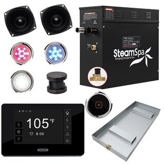 SteamSpa Black Series Bluetooth 9kW QuickStart Steam Bath Generator Package in Oil Rubbed Bronze ...