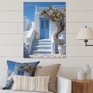 Designart "Greece Cycladic Harmony I" Cityscapes Metal Wall Decor - Bed ...
