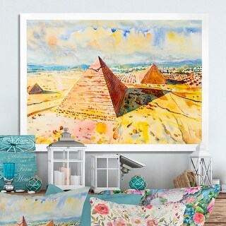 Designart "Pyramid Of Egypt Painting" Vintage Framed Art Print - Bed ...