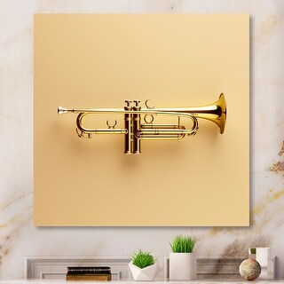 Designart "Gold Trumpet Call Bold Brass" Music Wall Art - Bed Bath ...