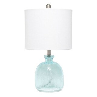 Lalia Home Hammered Glass Jar Table Lamp with White Linen Shade - 11 x ...