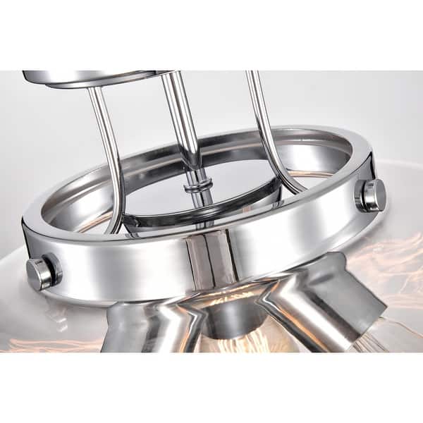 Celine Chrome 3-Light Clear Curved Glass Shade Semi-Flush Mount - On ...