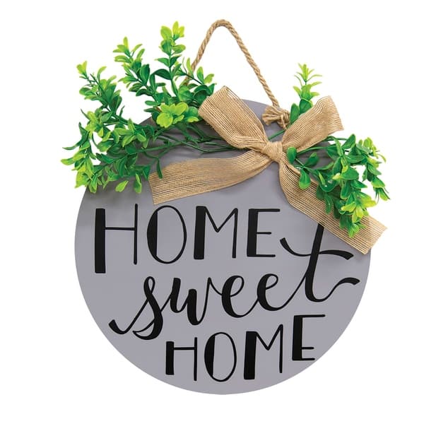 Home Sweet Home Round Sign w/Greenery - Bed Bath & Beyond - 36295869
