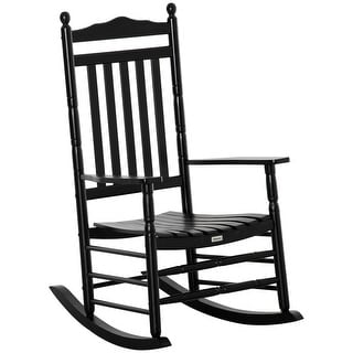 Traditional Wooden High-Back Rocking Chair For Porch, Indoor/Outdoor ...