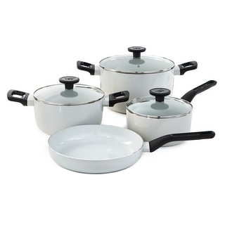 BergHOFF Leo Glints Nonstick Ceramic 7Pc Cookware Set with Glass Lids ...