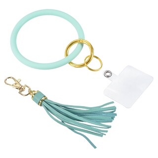 Key Ring Bracelet, Silicone Round Keychain Wristlet Tassel Keyring ...
