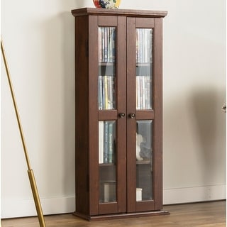 Walker Edison 41-inch Tall Media Storage Cabinet - Traditional Brown ...