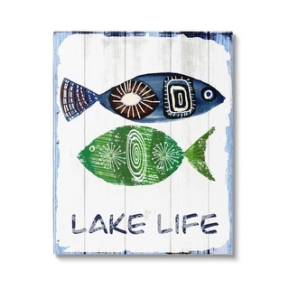 Stupell Lake Life Weathered Fish Shapes Pattern Motif Canvas Wall Art ...