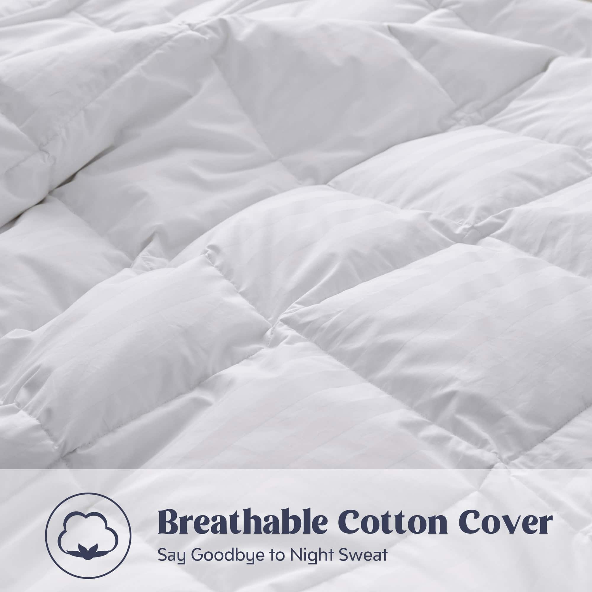 Hotel Luxury Year-round Down Duvet Comforter White Stripe & 500 TC Cotton Cover - On Sale - Bed ...