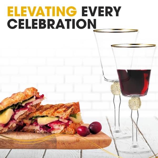 Berkware Luxurious and Elegant Sparkling Studded Long Stem Red Wine ...