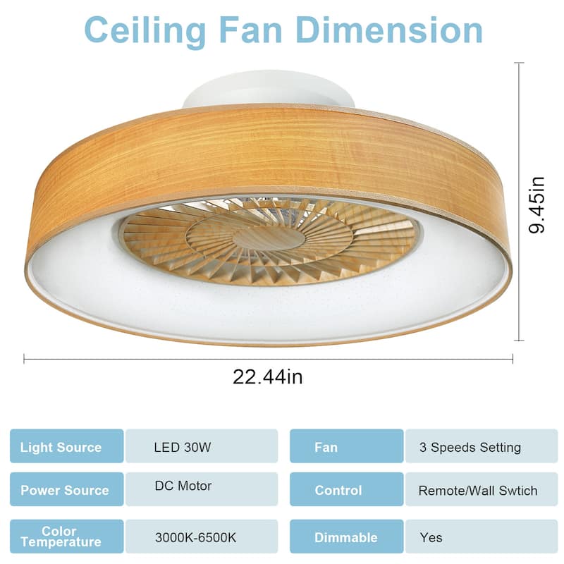 Remote Dimmable Ceiling Fan with Lights and Starry Fan Light Timing 3 ...