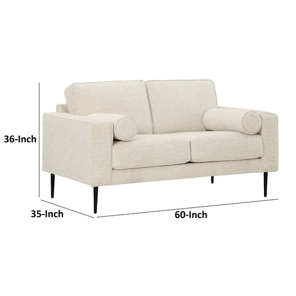 Haez 60 Inch Loveseat, 2 Bolster Pillows, Chevron, Light Beige ...
