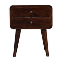 Artisan Furniture Solid Wood Curved Dark Walnut Nightstand - Bed Bath ...