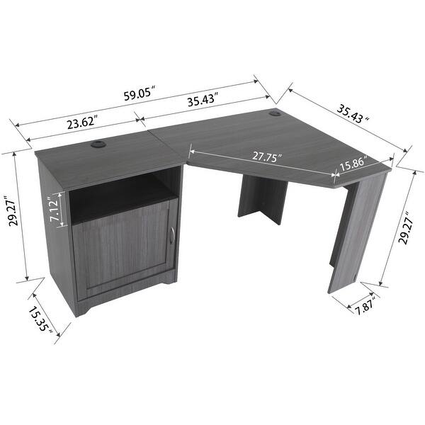 FOUNDATION Gray Corner Desk with Storage Cabinet - Bed Bath & Beyond ...