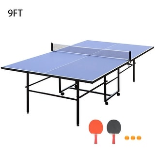 9FT Foldable&Portable Tennis Ping Pong Table Set, 2 Paddles&3 Balls ...