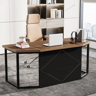 62.9 Inch Computer Desk Vintage Executive Office Desk with Privacy ...