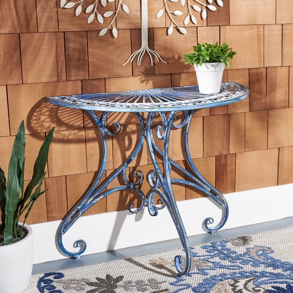 SAFAVIEH Annalise Victorian Iron Half Moon Outdoor Accent Table. 36 W x 19 D x 29 H On Sale Bed Bath Beyond 10300165