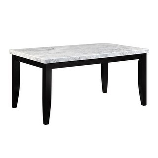 Rectangular Dining Table with Marble Top and Black Finish - Bed Bath ...
