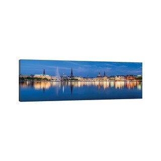 iCanvas "Panoramic View Of The Binnenalster (Inner Alster Lak) At Night ...