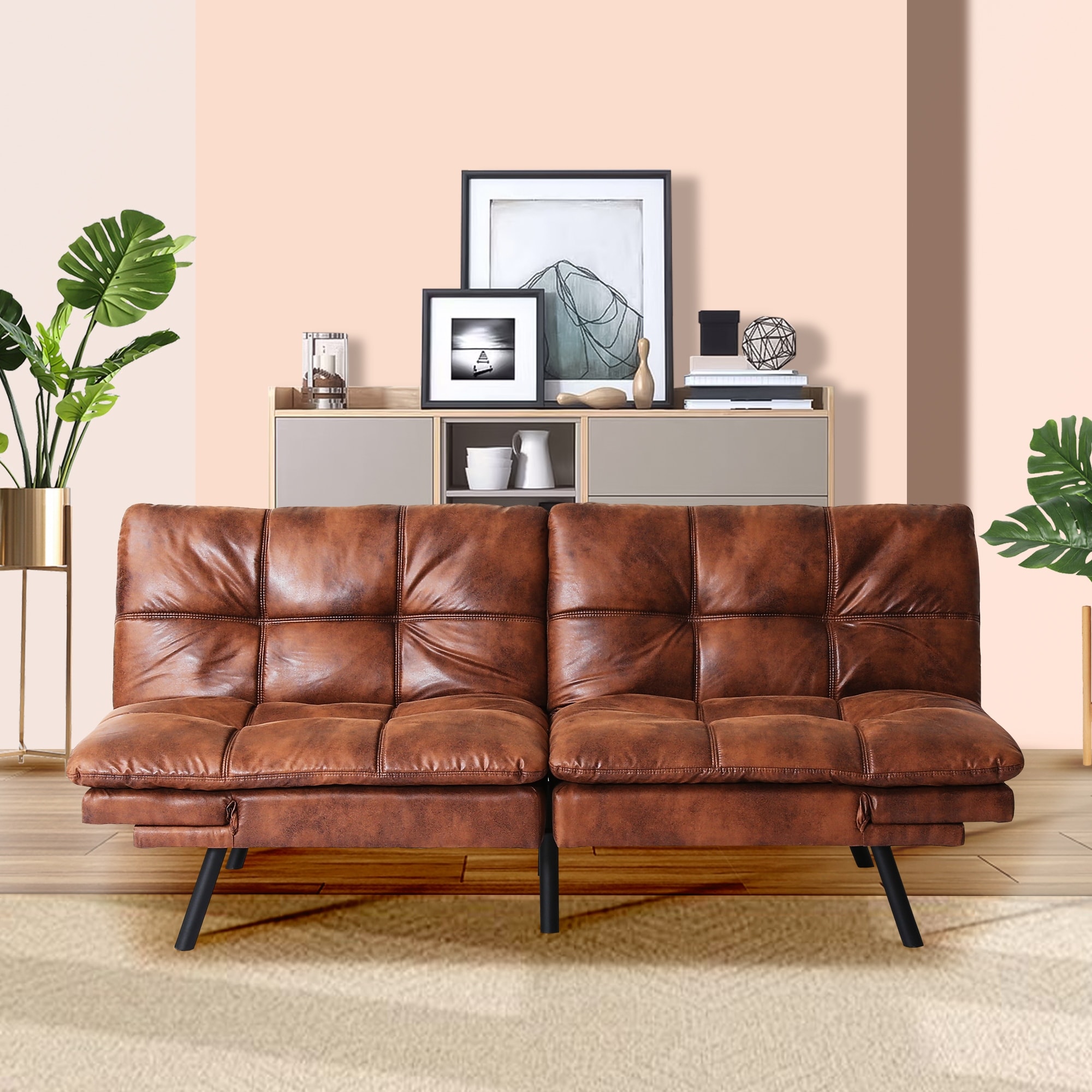 brown small sofa bed